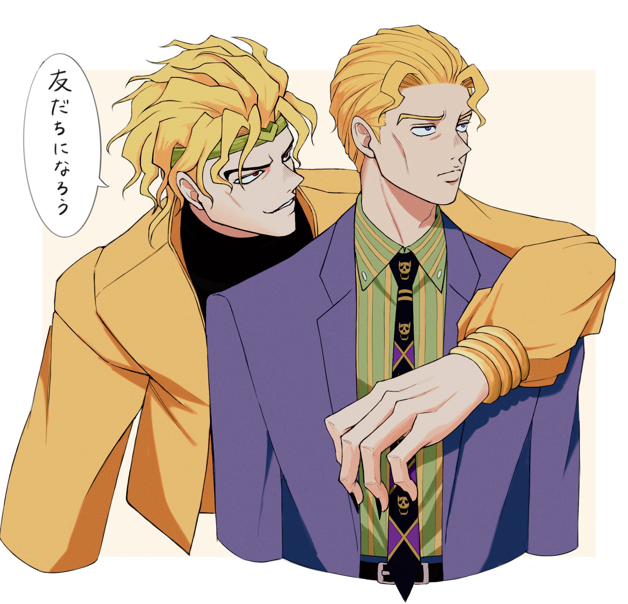 Safebooru - 2boys belt black belt blonde hair blue eyes cheekbones commentary request diamond wa ...