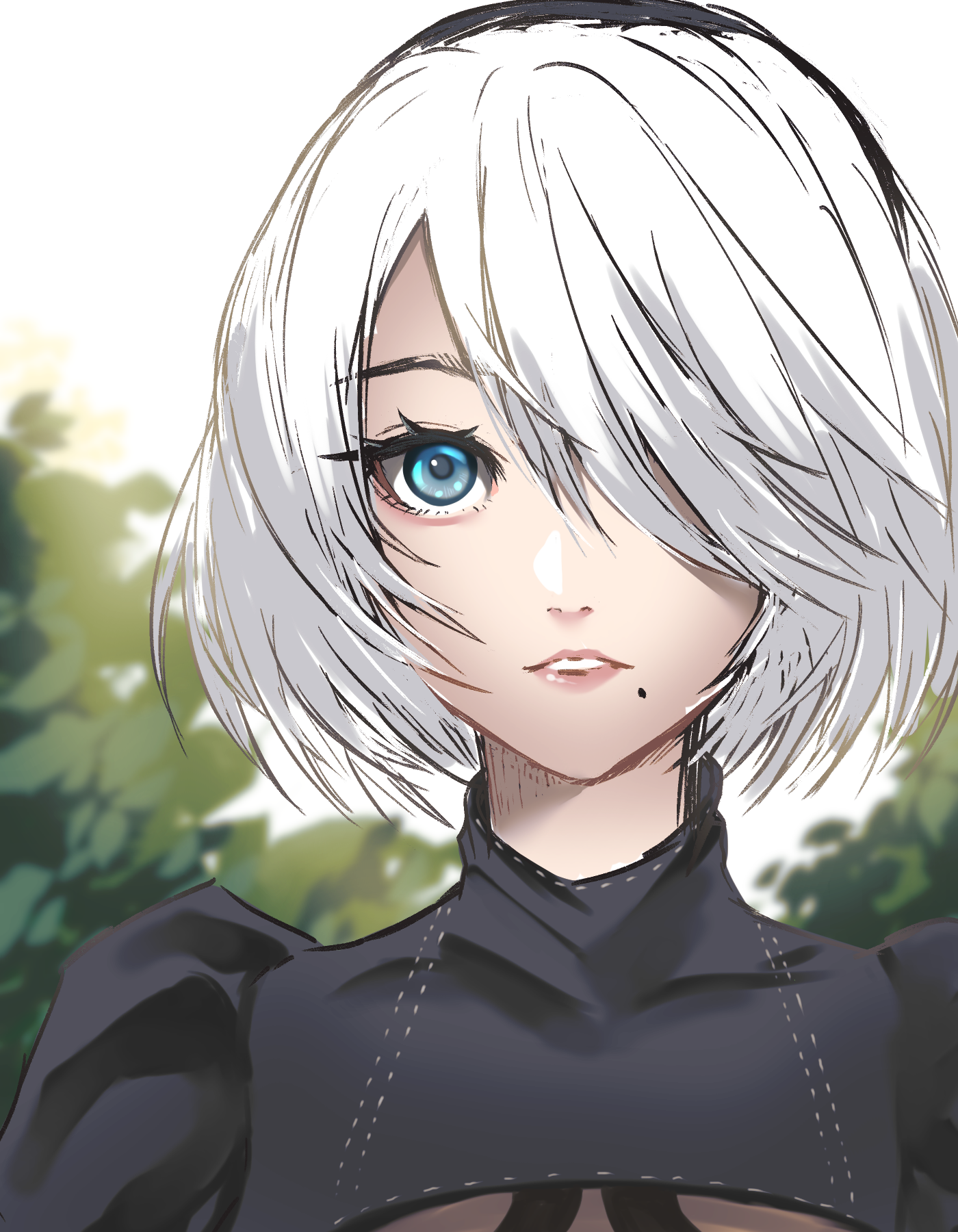 Safebooru - 1girl 2b (nier:automata) black dress black hairband blue ...