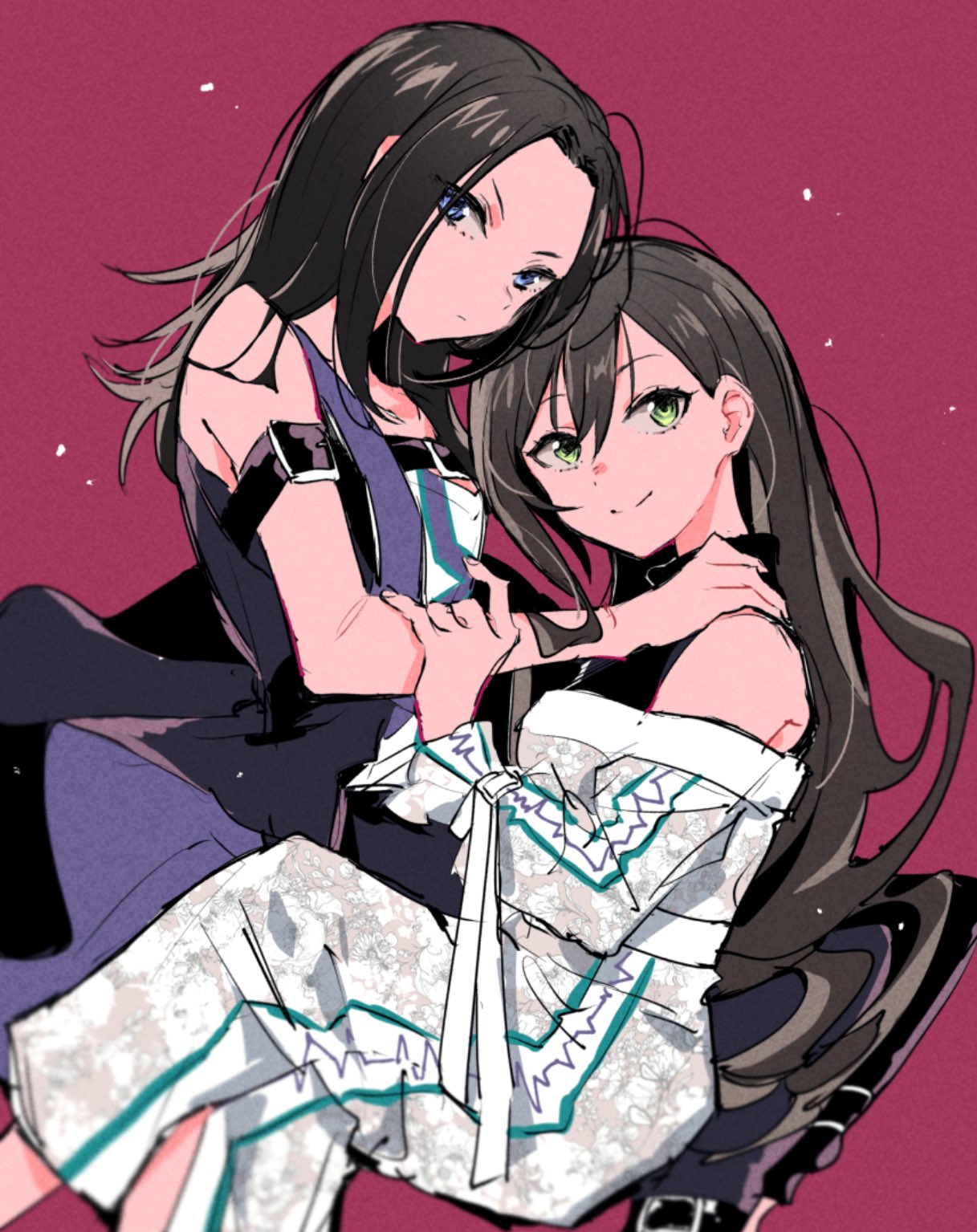 Safebooru - 2girls bad id bad twitter id bang dream! bare shoulders belt black hair blue eyes ...