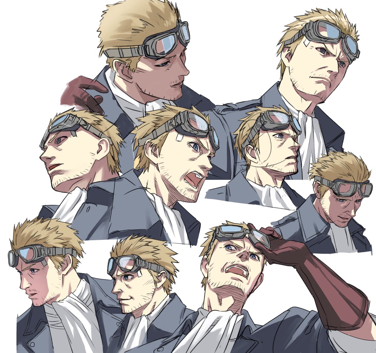 Safebooru - 1boy blonde hair blue eyes blue jacket cid highwind closed ...