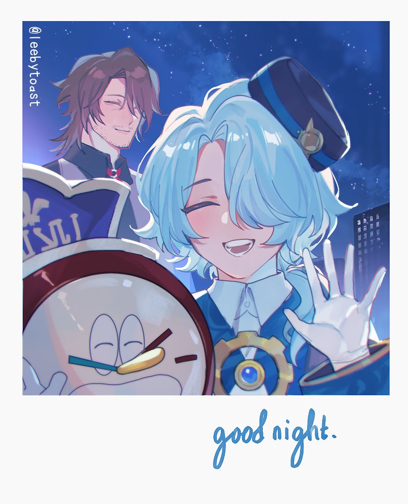 Safebooru - 1other 2boys brown hair clockie (honkai: star rail) closed ...