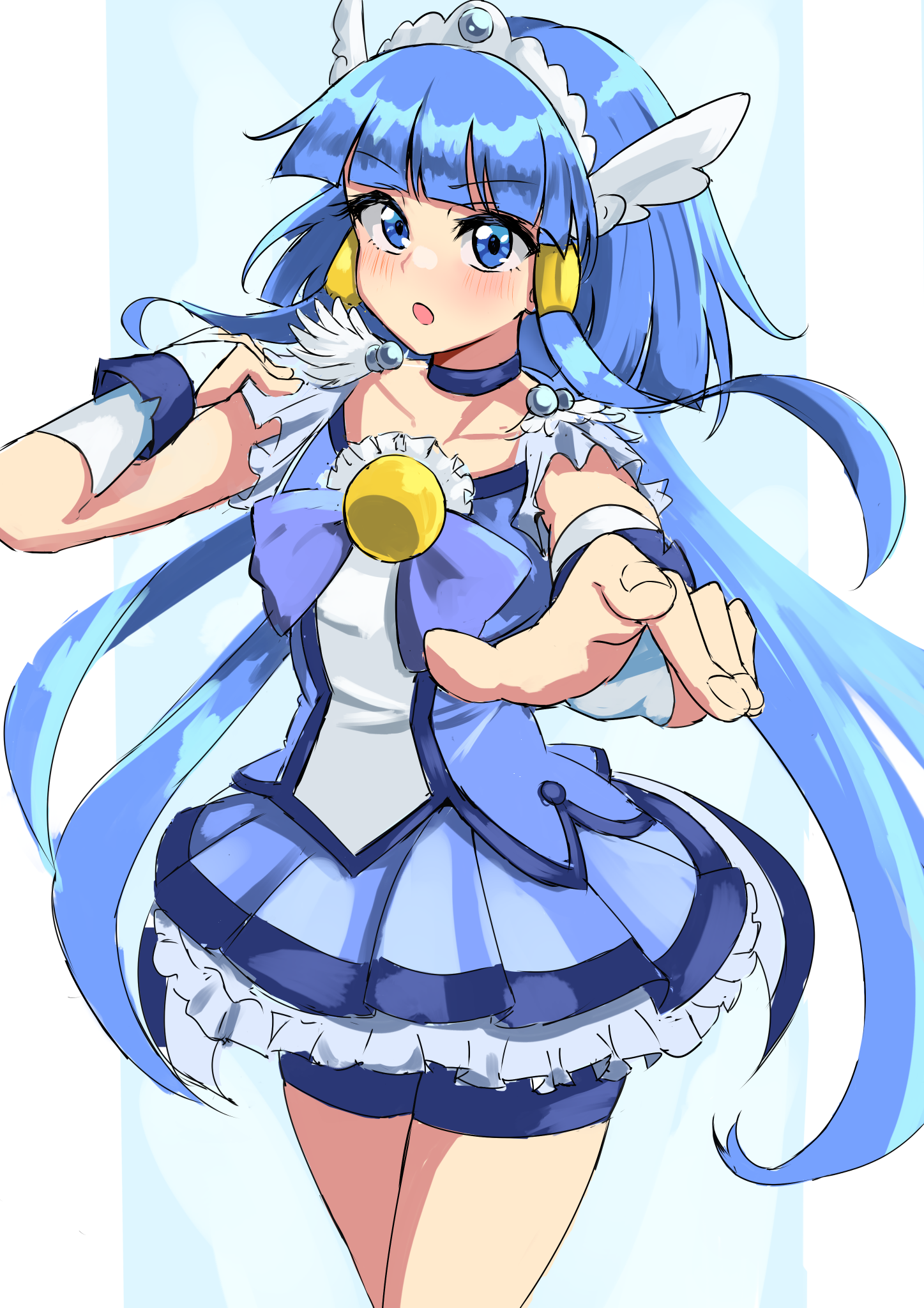 Safebooru - 1girl :o aoki reika bike shorts bike shorts under skirt blue bow blue choker blue ...