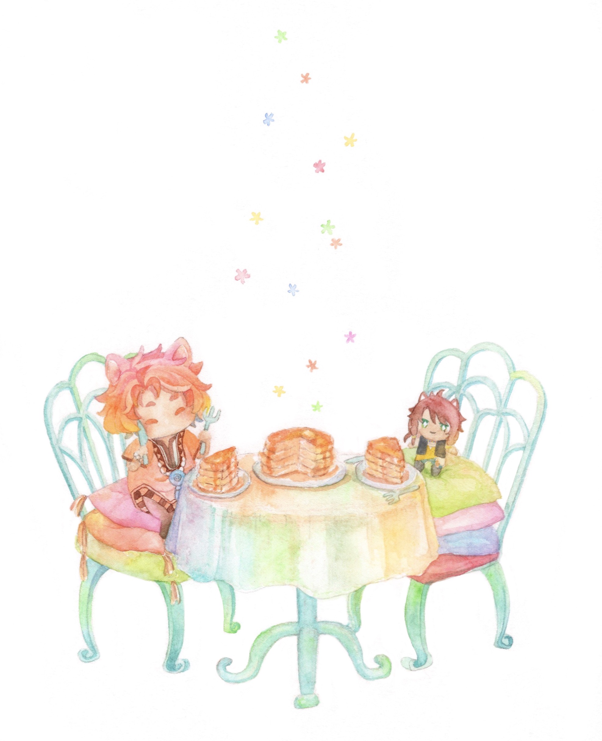 Safebooru - 1boy absurdres animal ears chair character doll cheka kingscholar chibi child food ...