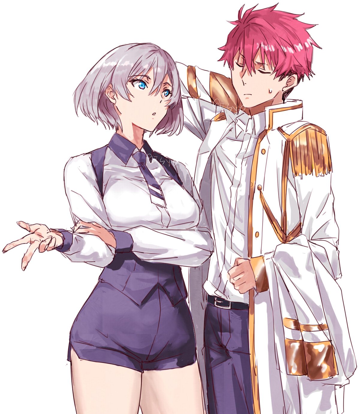 Safebooru - 1girl belt blue eyes breasts brown hair closed eyes closed ...