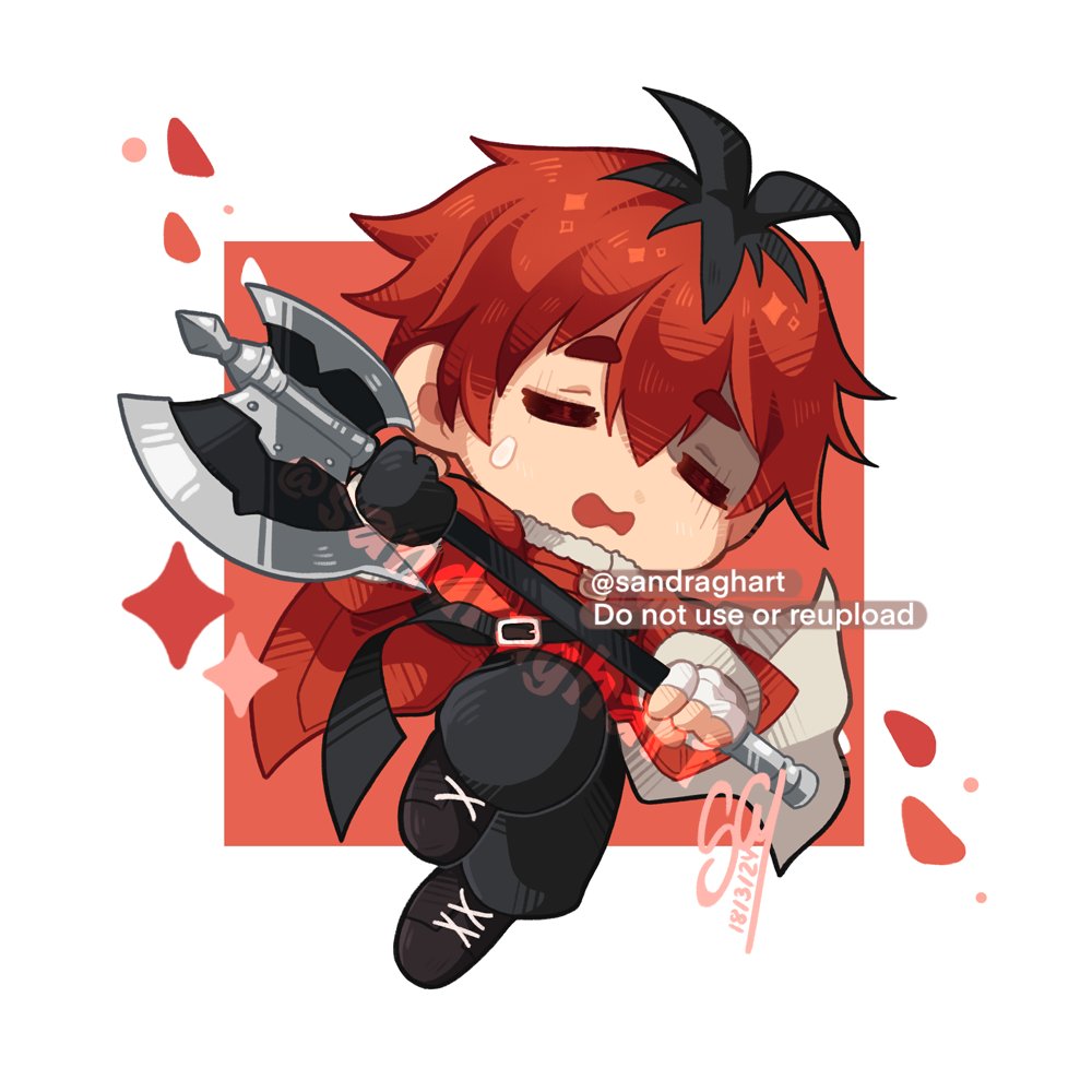 Safebooru - 1boy arm wrap axe bandaged arm bandages battle axe black footwear chibi chibi only ...