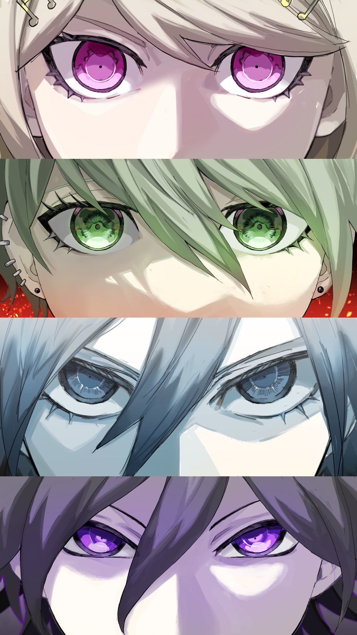 Safebooru 1girl 3boys Akamatsu Kaede Amami Rantaro Black Eyes Black 9683