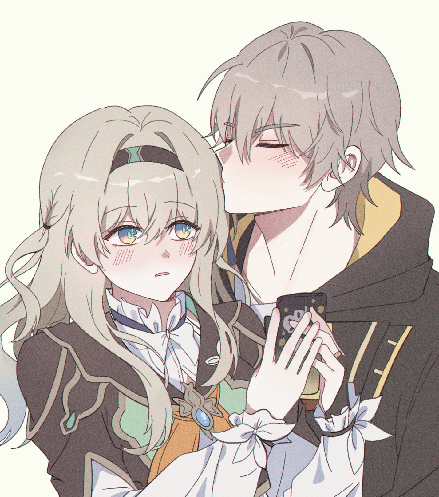 Safebooru - 1boy 1girl black coat black gloves black hairband blush caelus (honkai: star rail ...