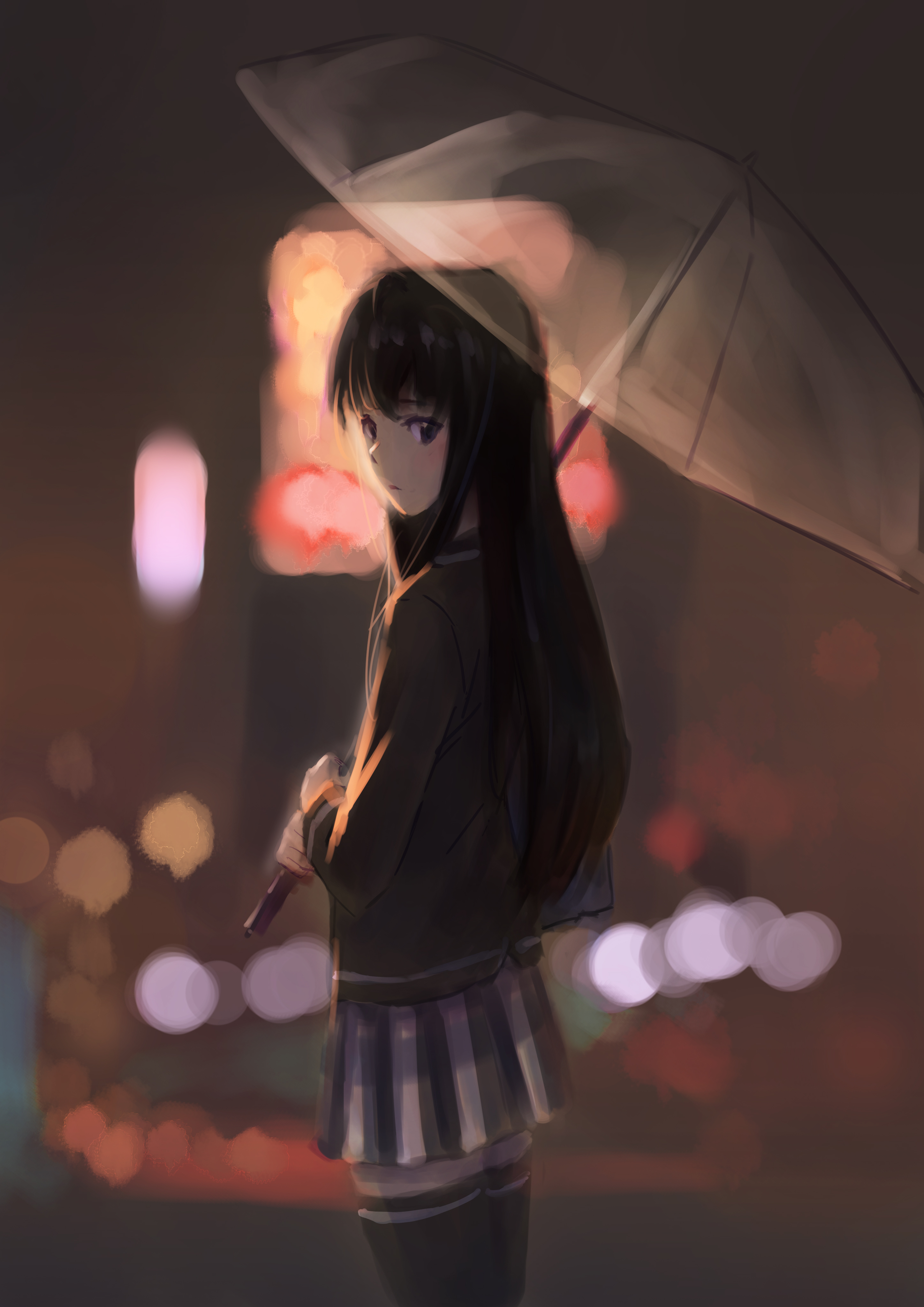 Safebooru - 1girl absurdres black hair black jacket black thighhighs blazer blue eyes blurry ...