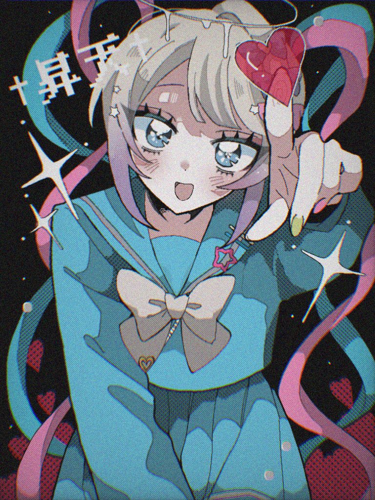 Safebooru - 1girl :d against fourth wall blonde hair blue eyes blue ...