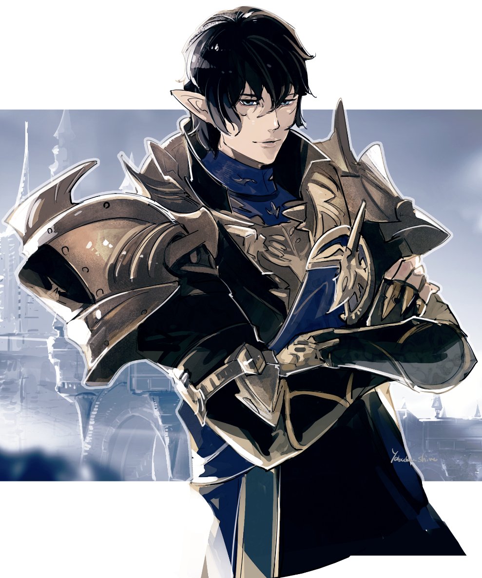 Safebooru - 1boy aymeric de borel black hair blue sky cowboy shot ...