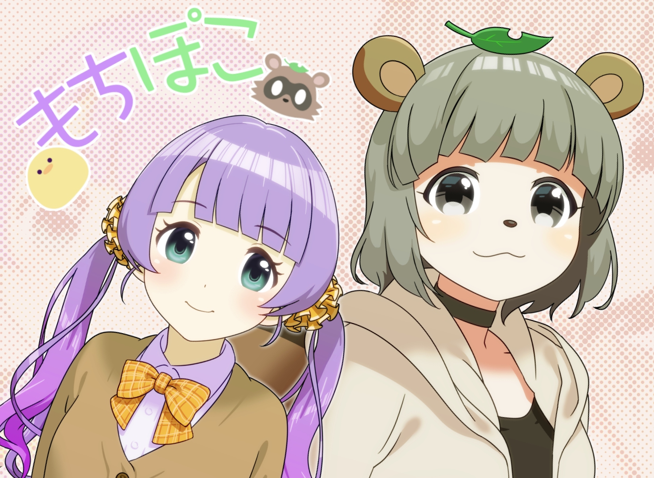 Safebooru - 2girls :3 animal ears animal nose bird black choker black eyes black shirt blue eyes ...