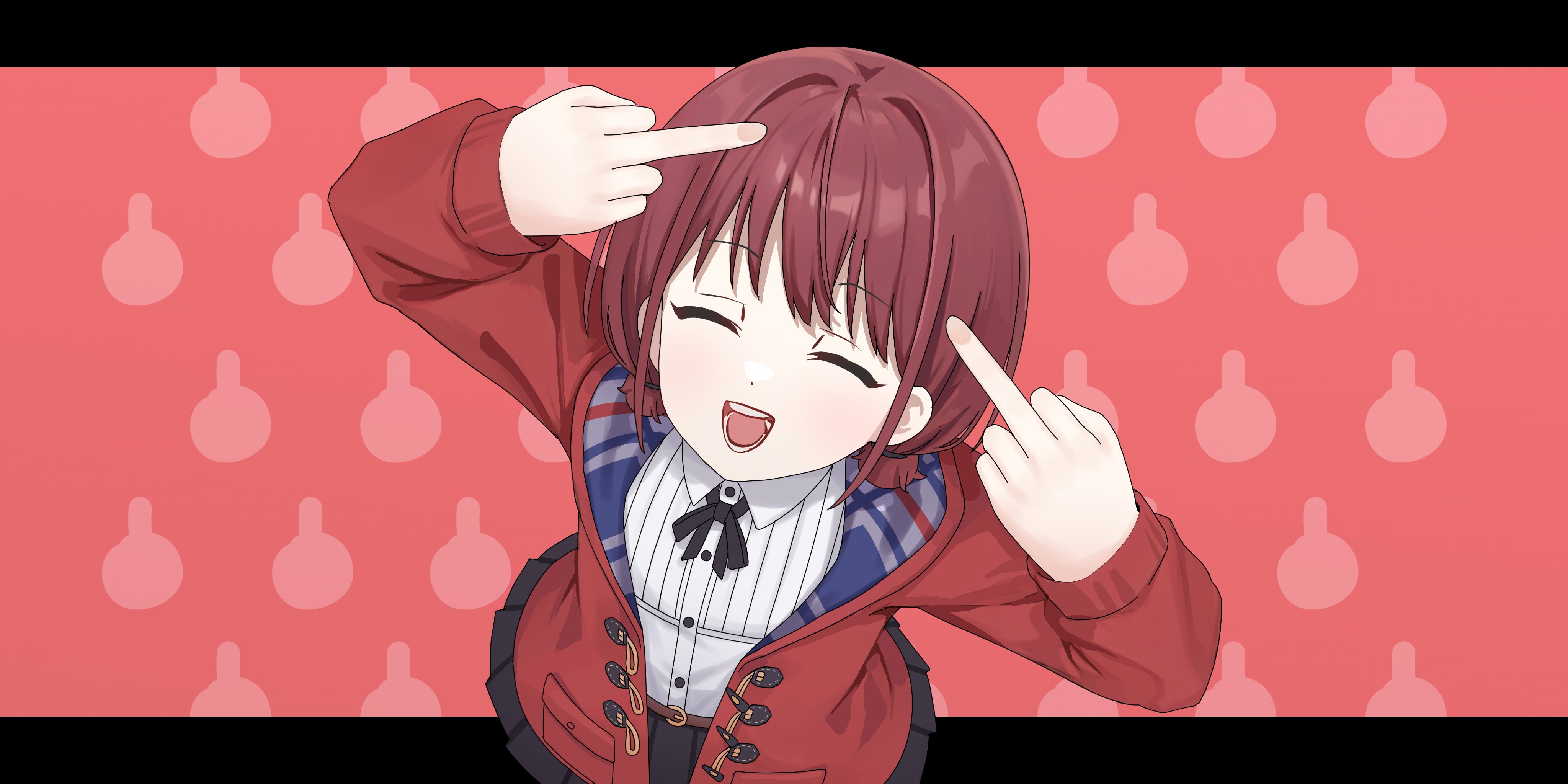 Safebooru - 1girl absurdres belt belt buckle black ribbon black skirt brown belt brown hair ...