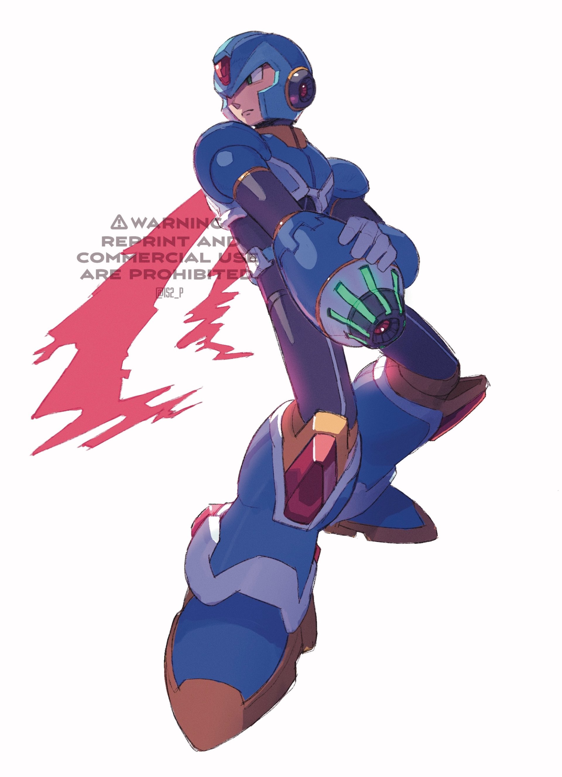 Safebooru - 1boy absurdres arm cannon armor blue armor blue helmet ...