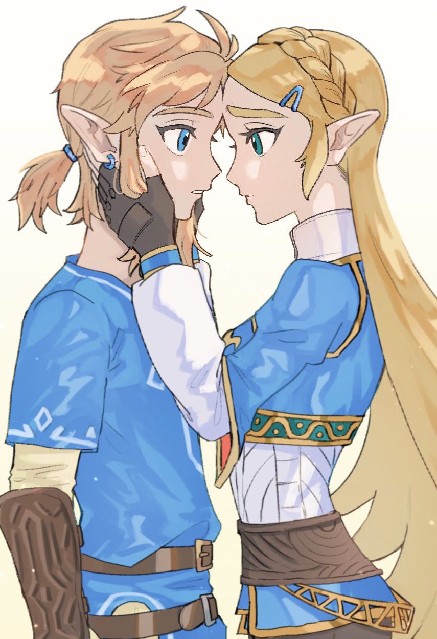 Safebooru - 1boy 1girl belt black pants blonde hair blue eyes blue shirt blue tunic braid brown ...