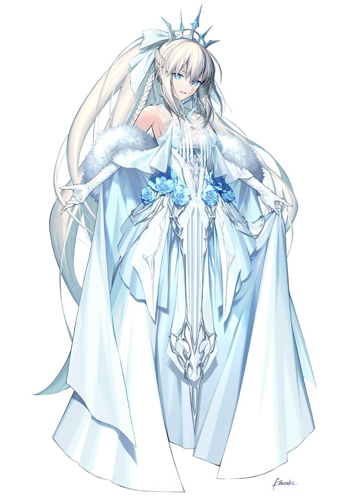 Safebooru - 1girl blue flower blue rose commentary request dress fate ...