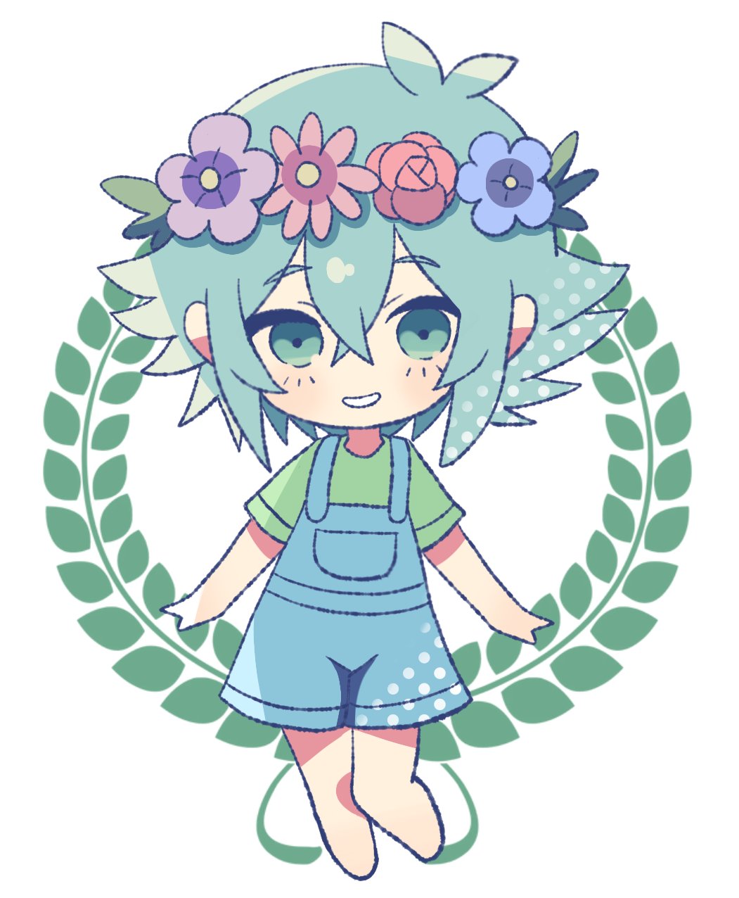 Safebooru - 1boy basil (headspace) (omori) basil (omori) blue overalls ...