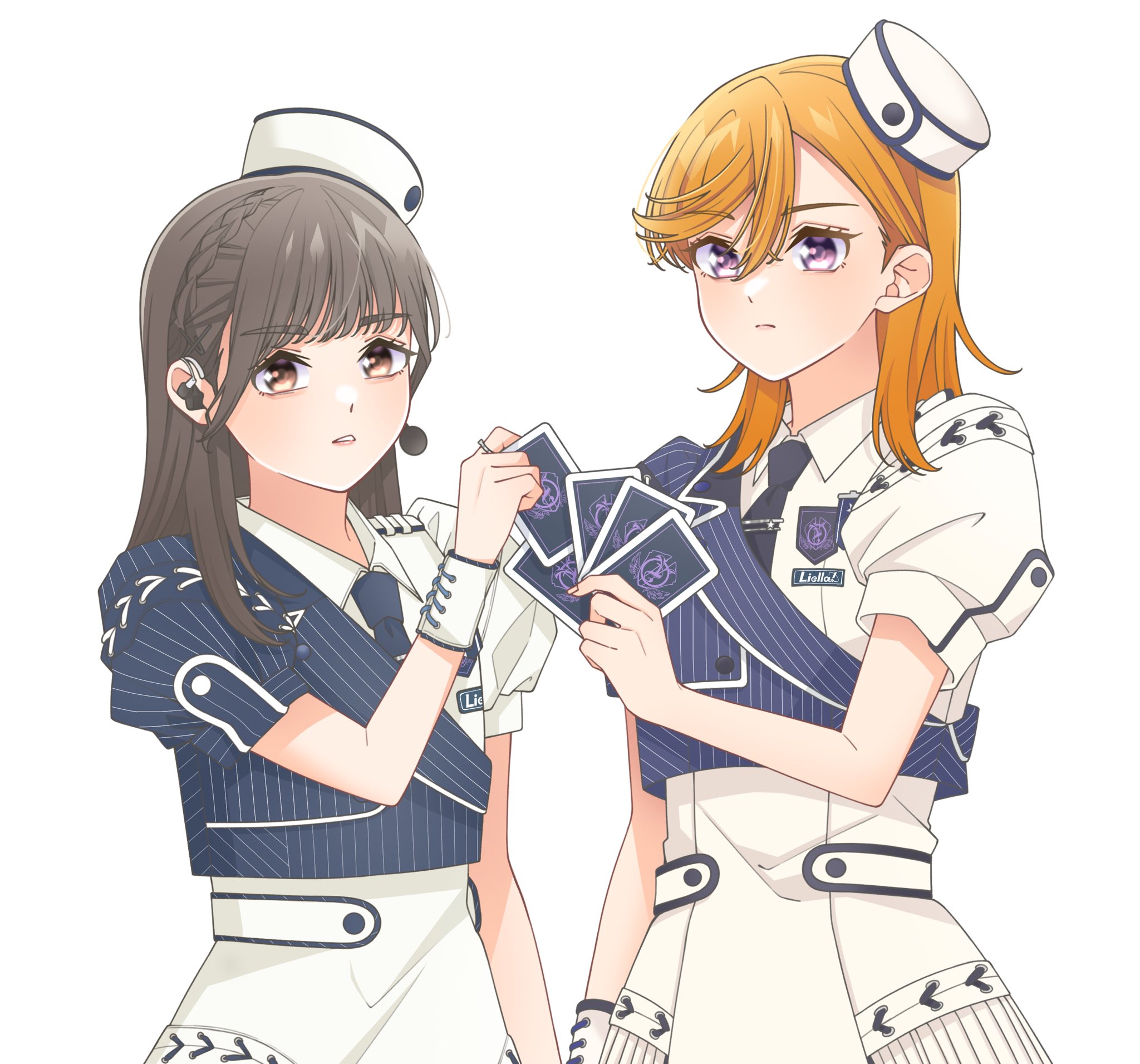 Safebooru - 2girls asymmetrical dress blue necktie brown eyes brown ...