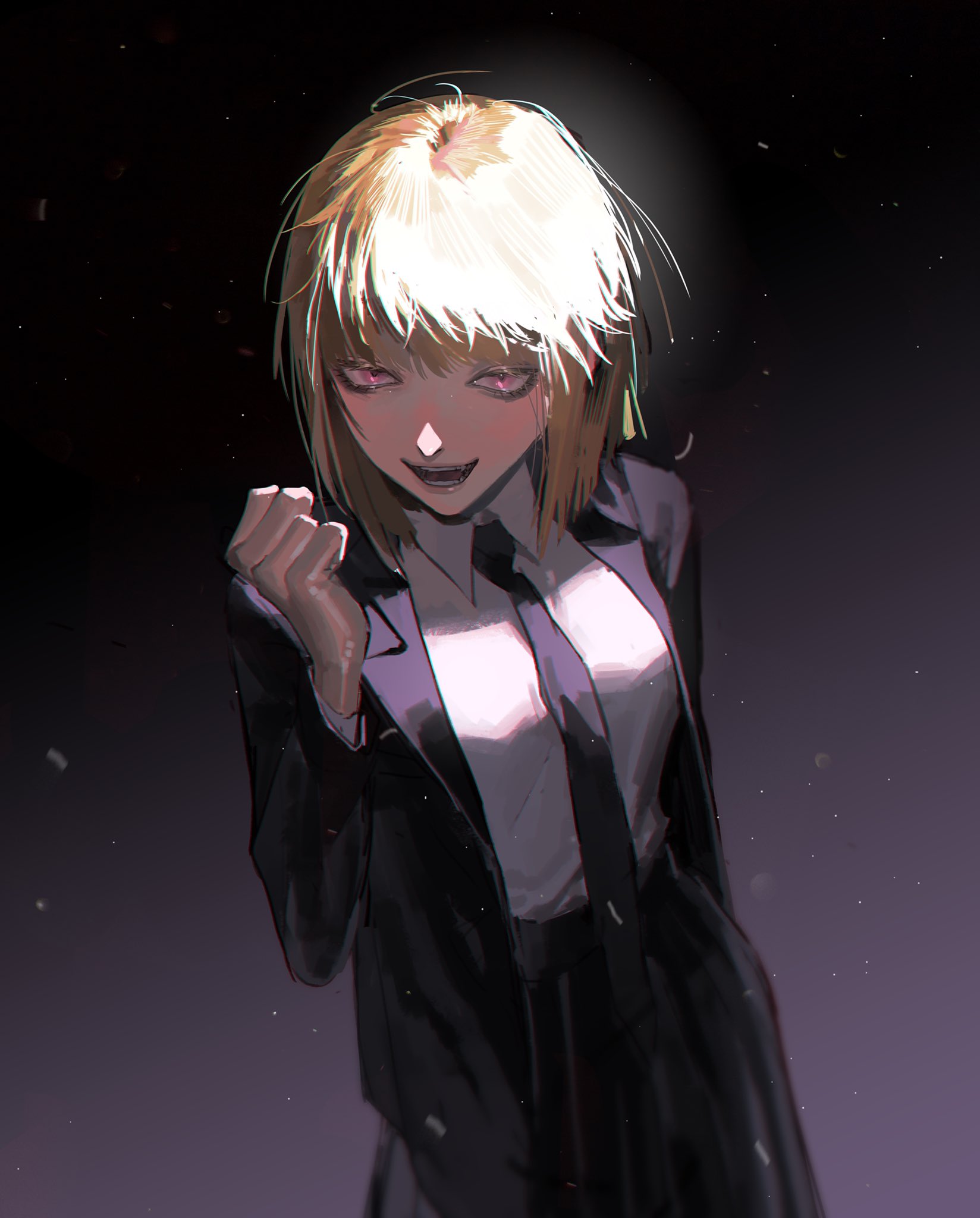 Safebooru - 1girl black jacket black necktie black skirt blazer blonde hair breasts chinese ...