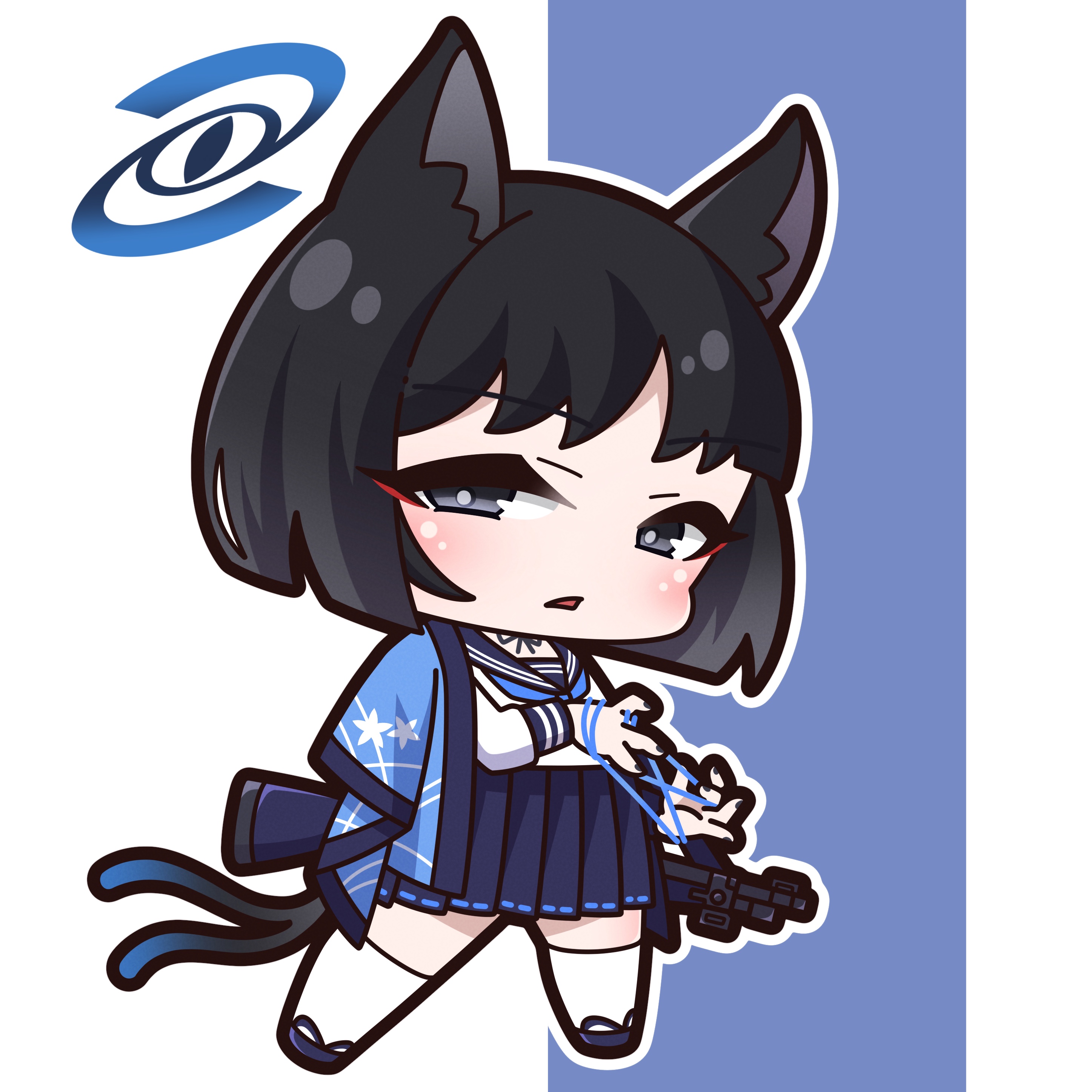 Safebooru - 1girl absurdres animal ear fluff animal ears black footwear black hair blue archive ...