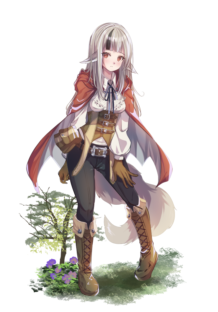 Safebooru - 1girl animal ears belt belt buckle belt pouch black hair black pants boots breasts ...