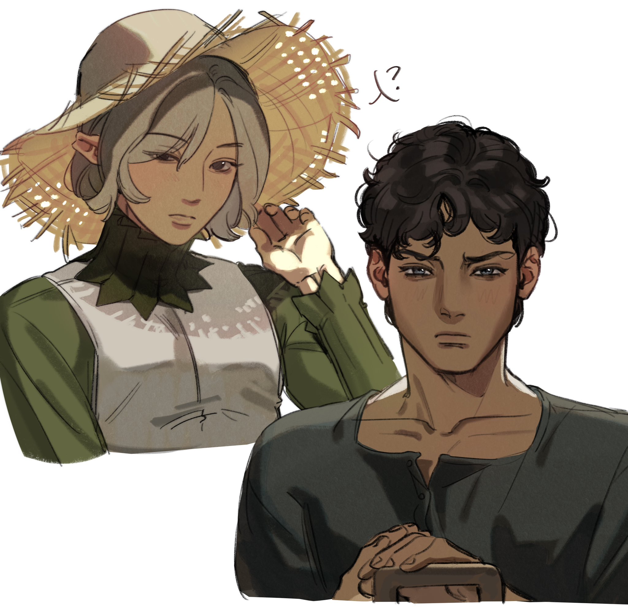 Safebooru - 2boys ? bags under eyes black eyes black hair blue eyes blush curly hair dark ...