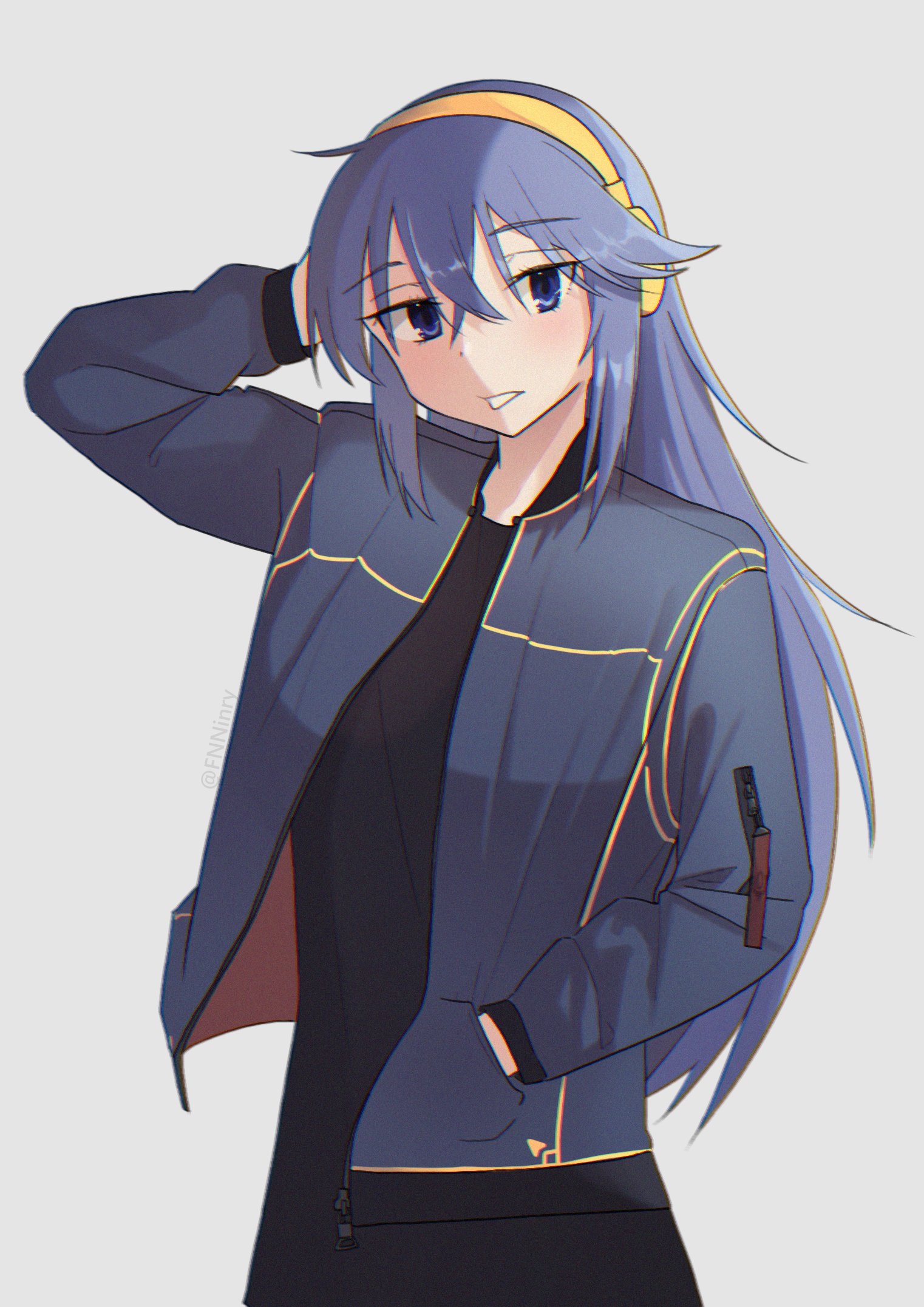Safebooru - 1girl black shirt blue eyes blue hair blue jacket casual commission fire emblem fire ...