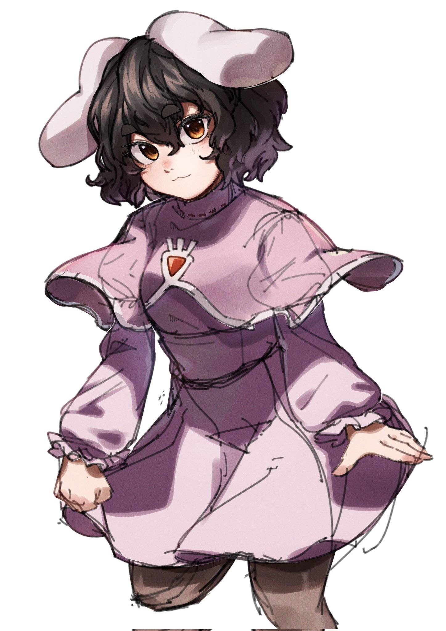 Safebooru - 1girl adapted costume animal ears black hair blush brown ...