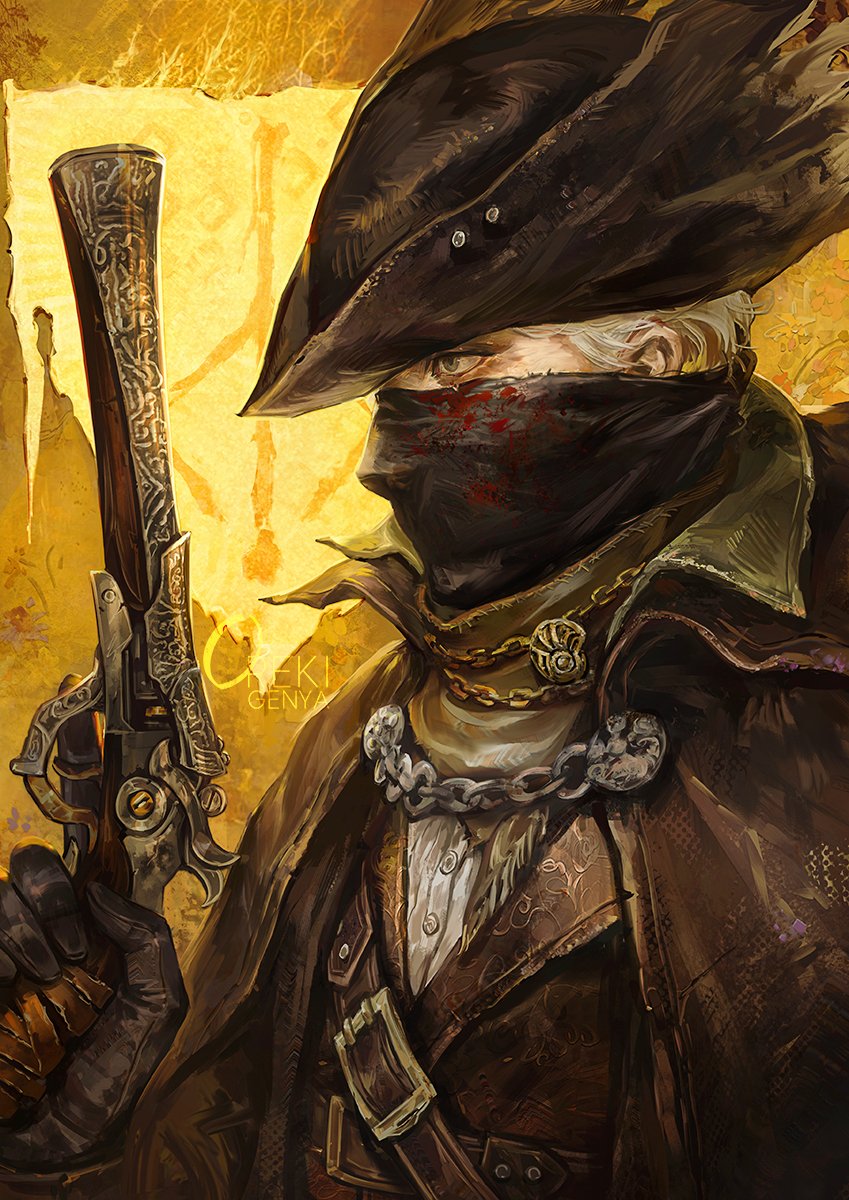 Safebooru - 1other ambiguous gender black eyes black gloves black hat ...