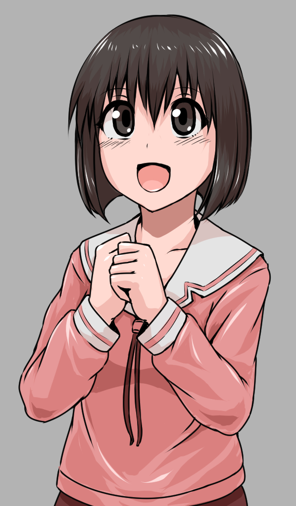 Safebooru - 1girl :d azumanga daioh azumanga daioh's school uniform black hair blunt ends blush ...