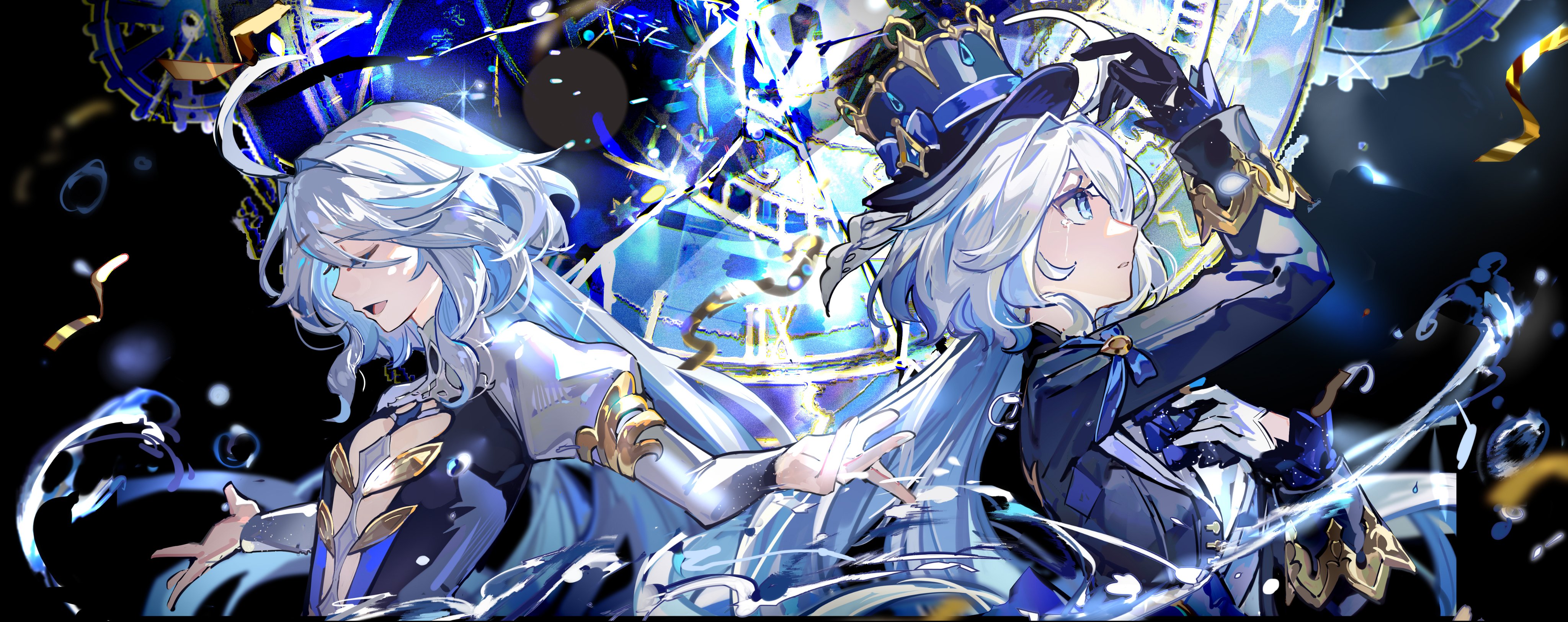 Safebooru - 2girls absurdres back-to-back dual persona facing ahead ...