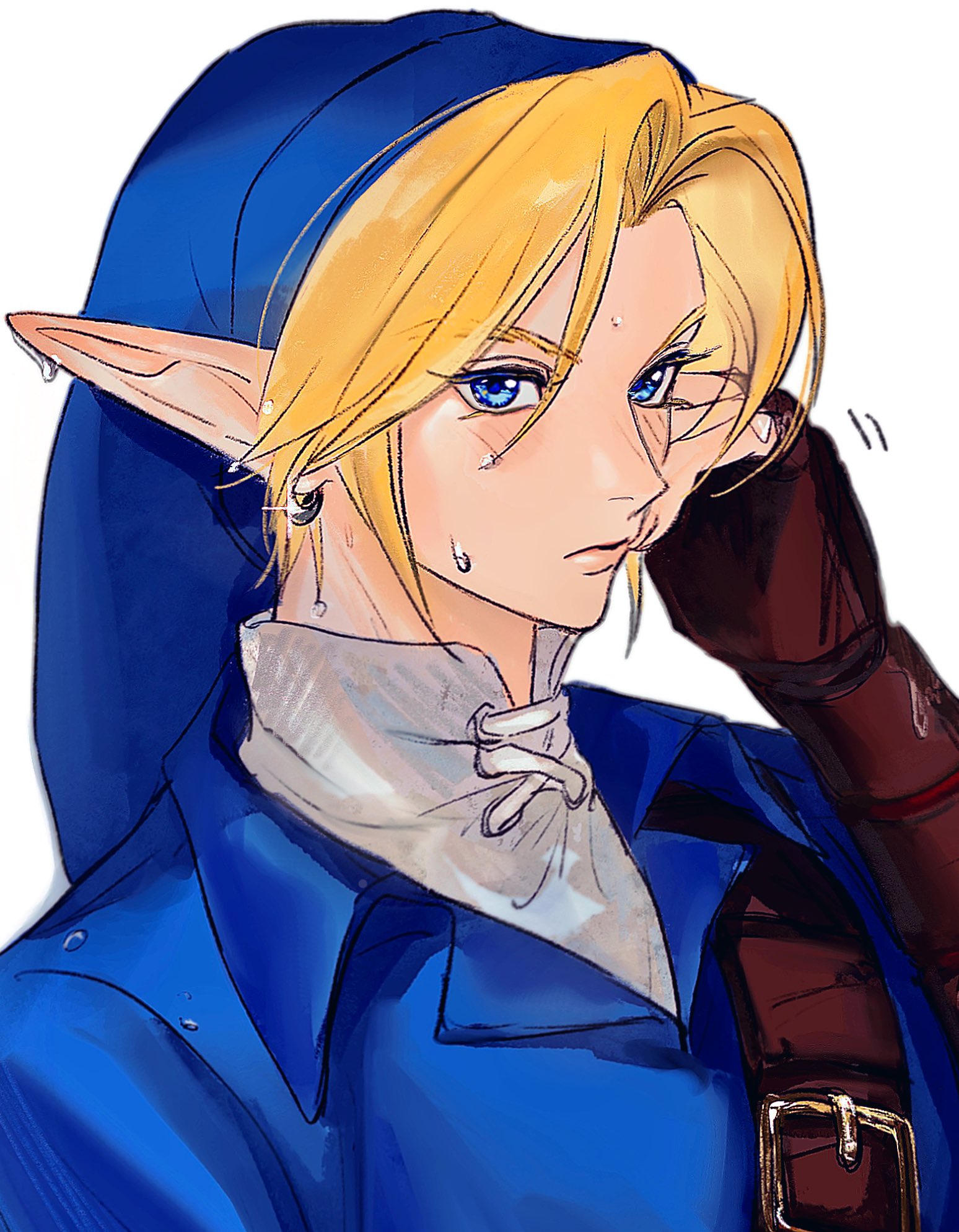 Safebooru - 1boy 756zl belt blonde hair blue eyes blue tunic blush brown belt brown gloves ...