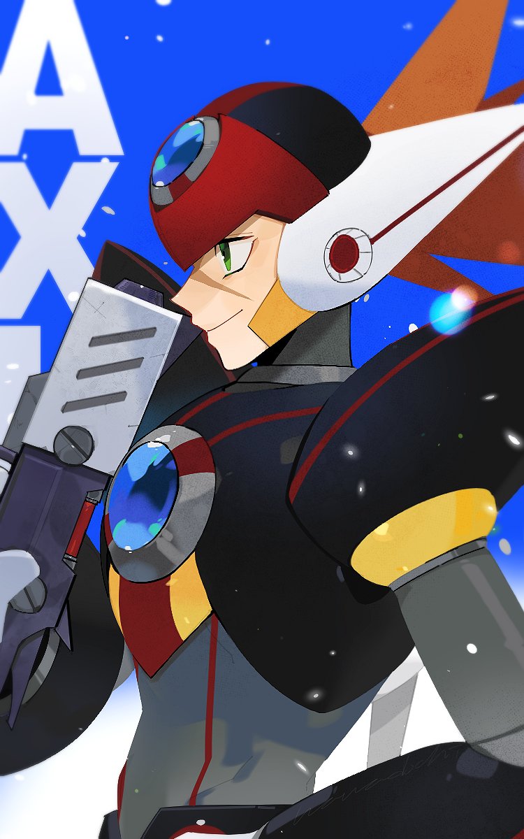 Safebooru - 1boy android armor axl (mega man) black helmet blue ...