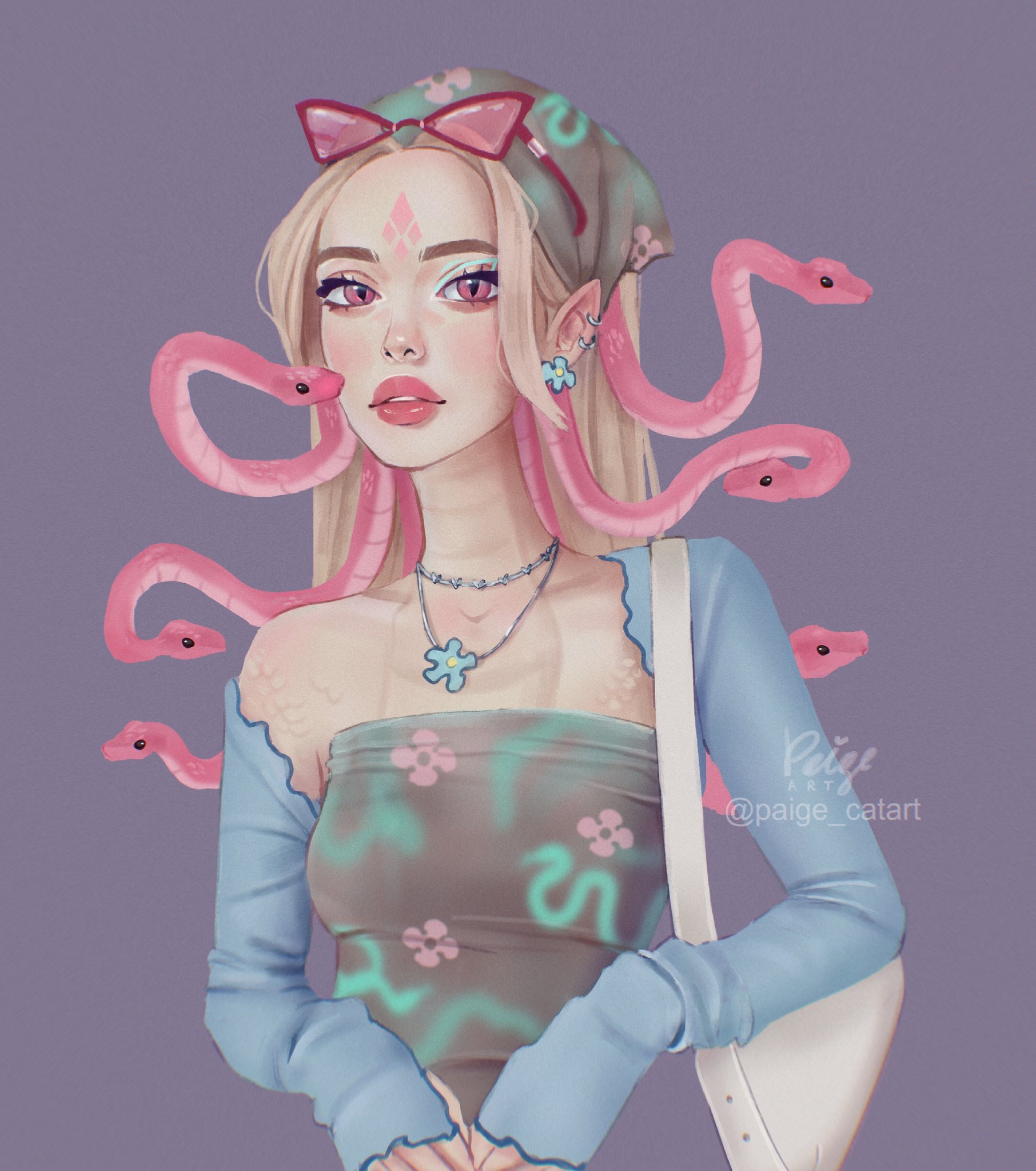 Safebooru - 1girl blonde hair eyewear on head highres long hair looking ...