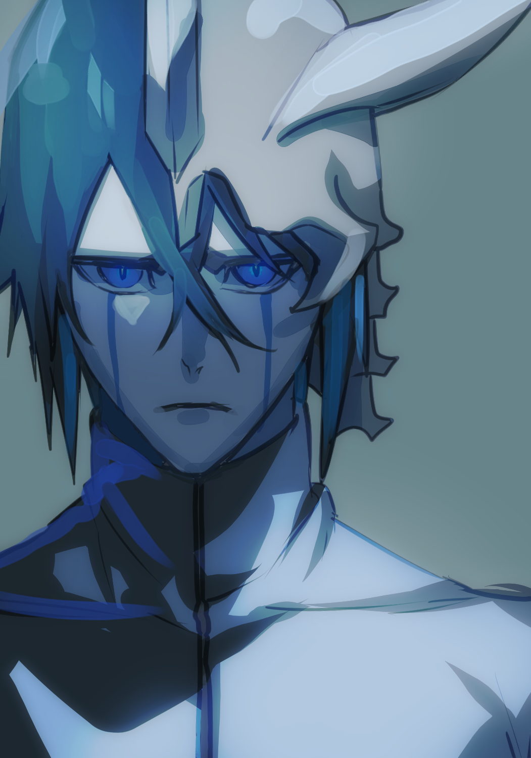 Safebooru - 1boy arrancar black hair bleach broken helmet closed mouth ...