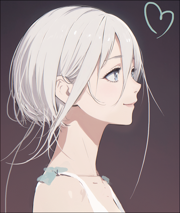 Safebooru - 1girl bare shoulders blue eyes collarbone commentary d.k drawn heart dress english ...