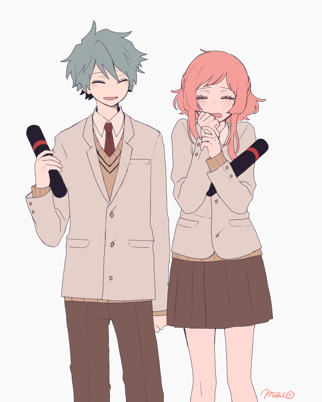 Safebooru - 1boy 1girl blazer blue eyes blue hair blush closed eyes collared shirt crying ...