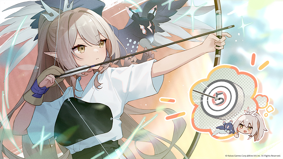 Safebooru - 1girl alternate costume archery archery shooting glove arrow (projectile) bird black ...