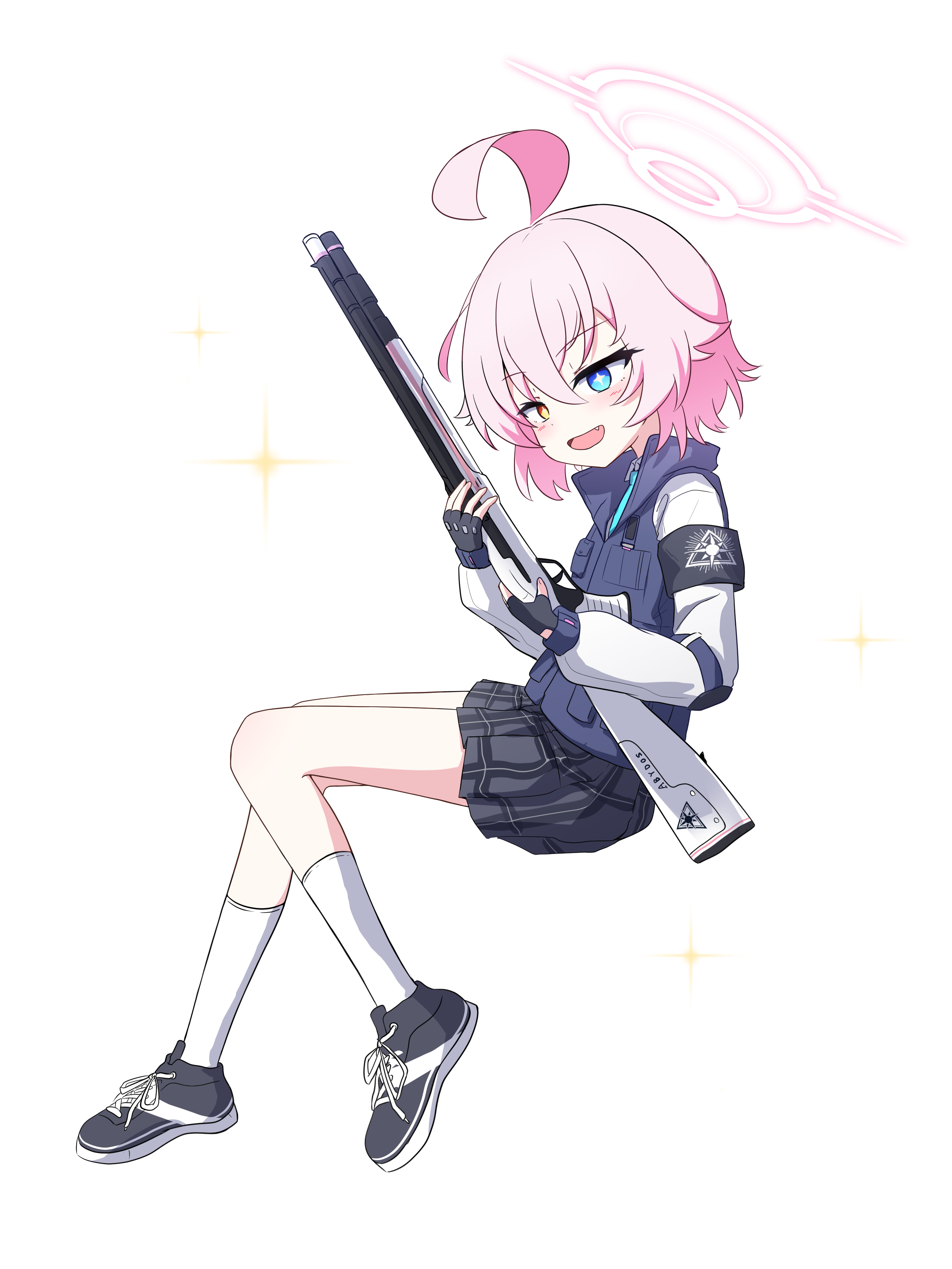 Safebooru - 1girl absurdres ahoge beretta 1301 black footwear black gloves black skirt black ...