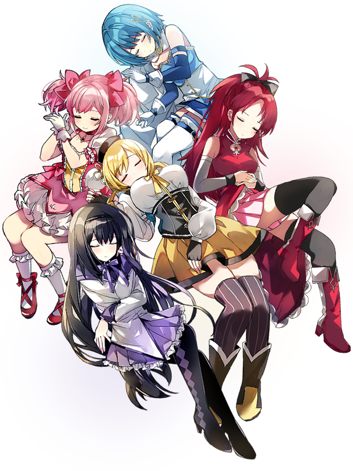 Safebooru - 5girls akemi homura akemi homura (magical girl) argyle clothes argyle legwear armor ...