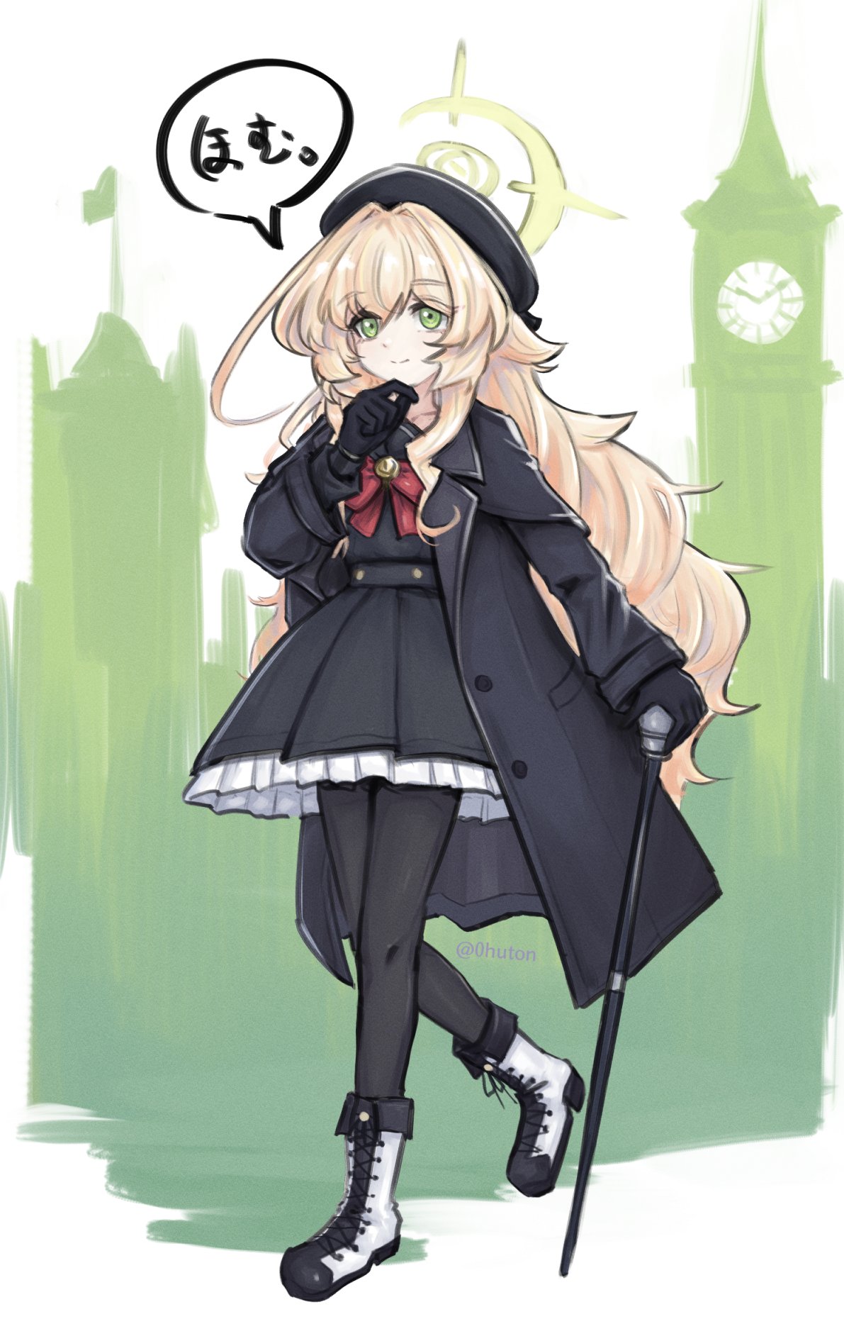 Safebooru - 1girl black beret black coat black gloves black pantyhose black shirt black skirt ...