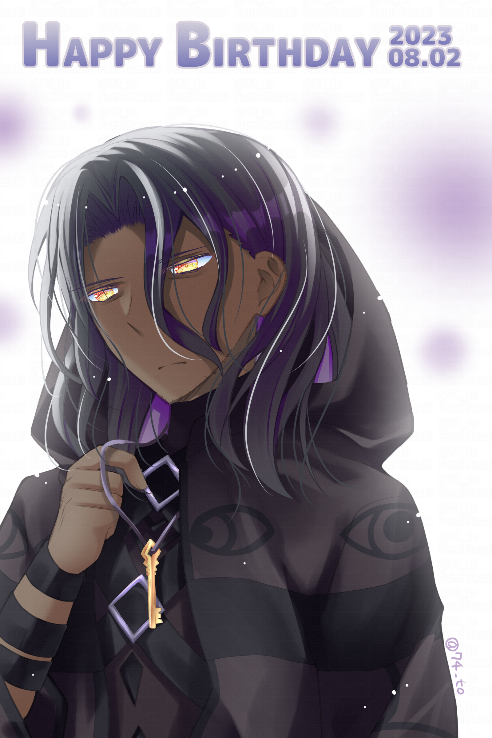 Safebooru - 1boy absurdres black cloak black hair black shirt blurry blurry background cloak ...