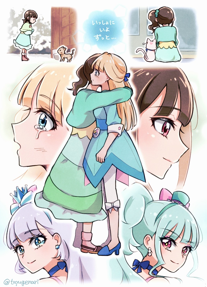 Safebooru - age progression aged down blonde hair bow brown hair capri ...