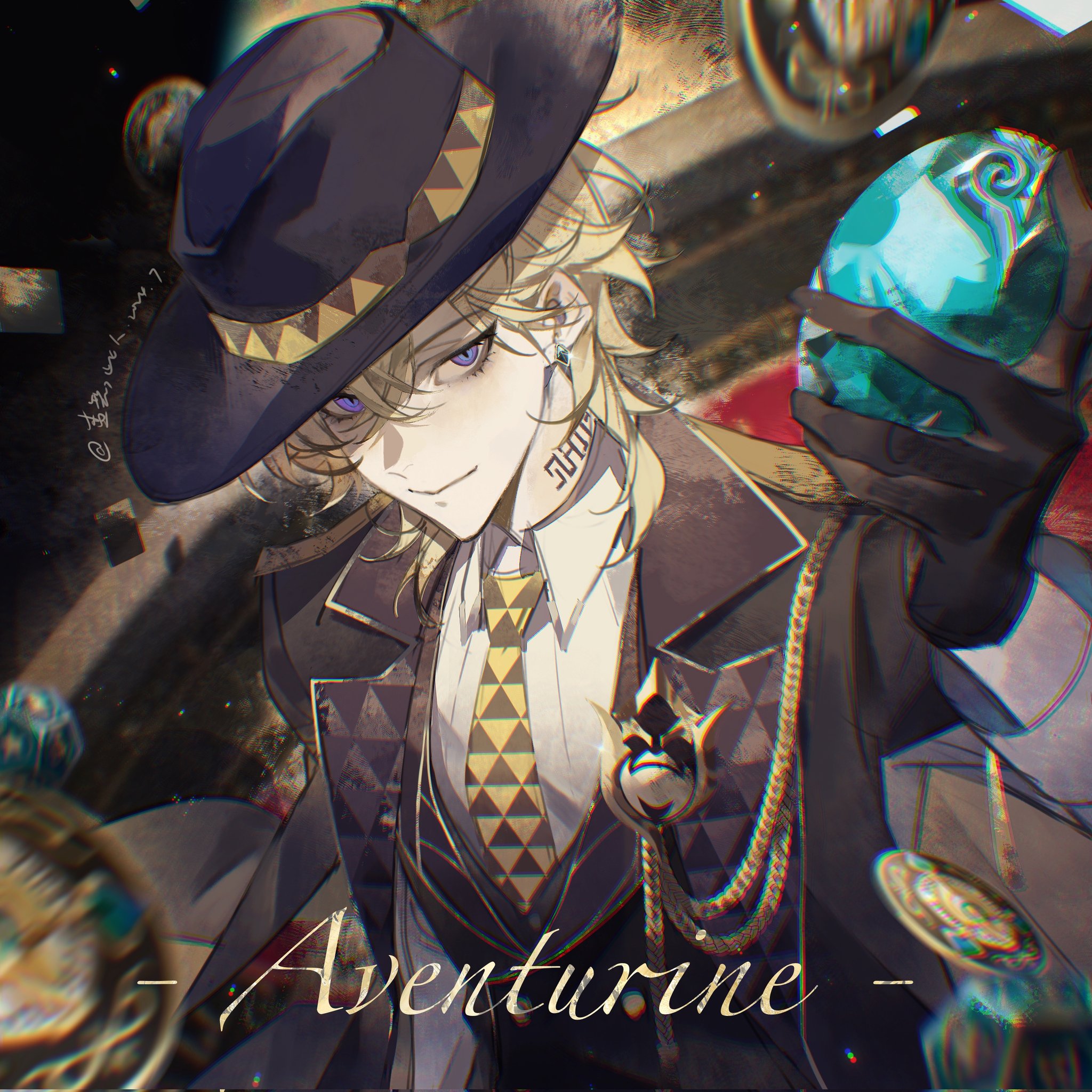 Safebooru - 1boy aventurine (honkai: star rail) aventurine (stoneheart's oath ring: both ends of ...