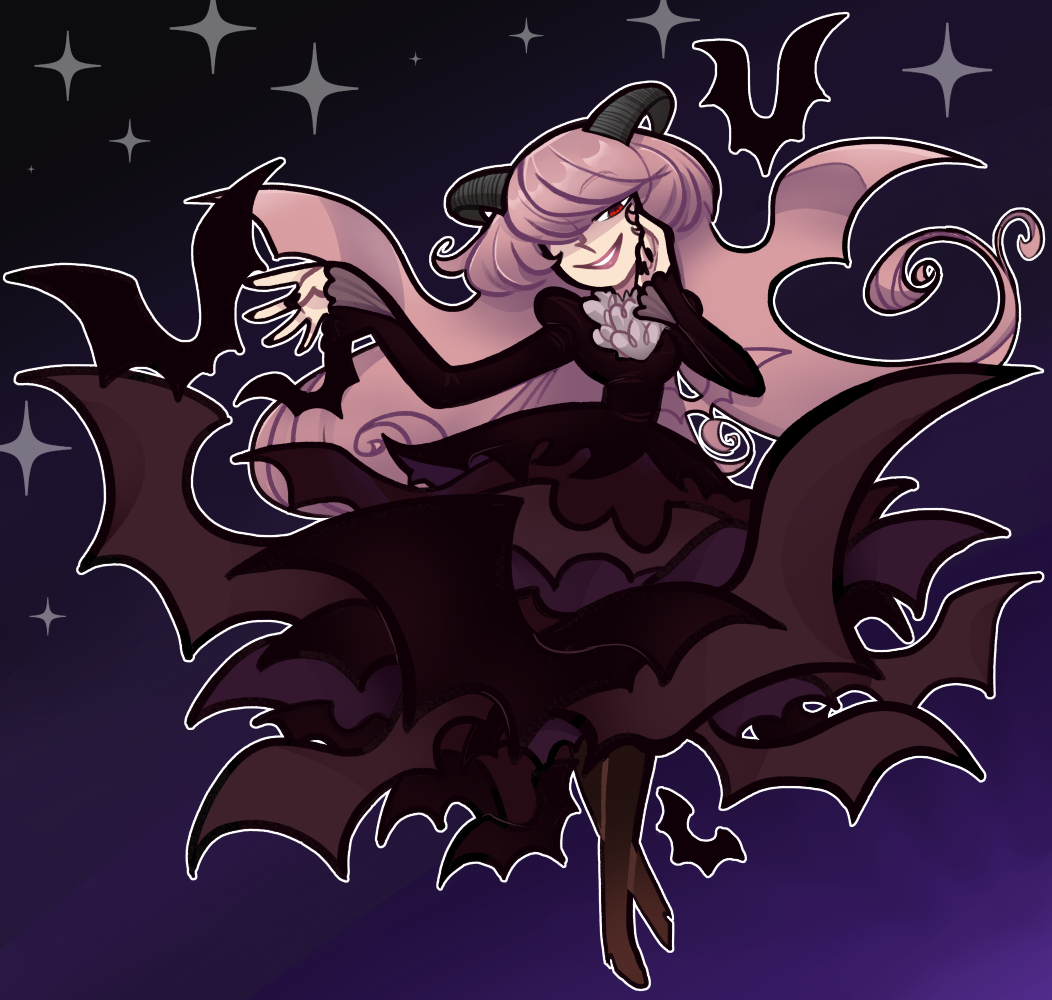 Safebooru - 1girl black dress demon girl demon horns dress funamusea ...