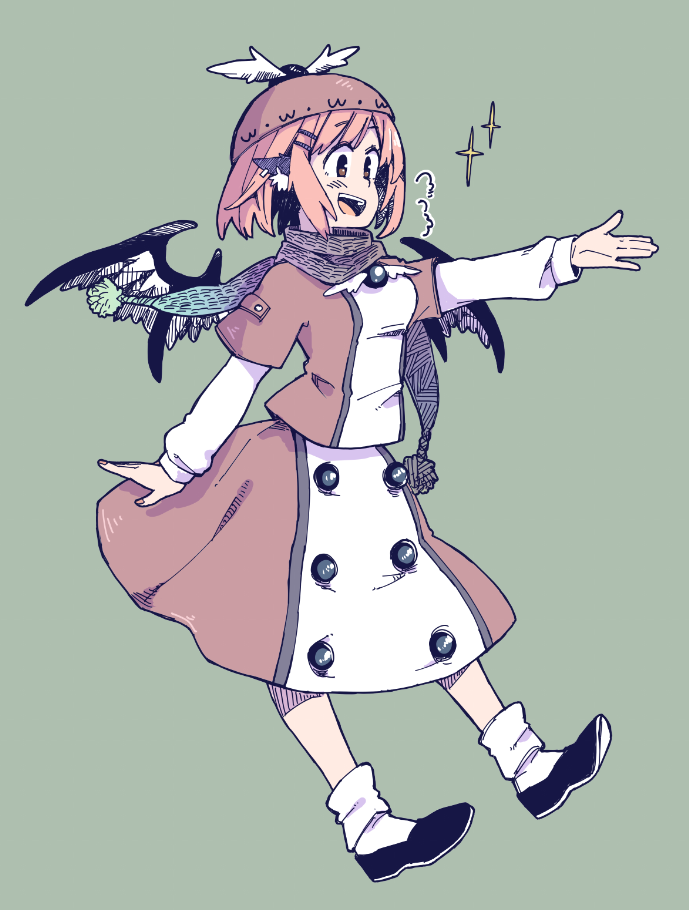 Safebooru - 1girl adapted costume anarogumaaa animal ears bird ears bird wings black footwear ...