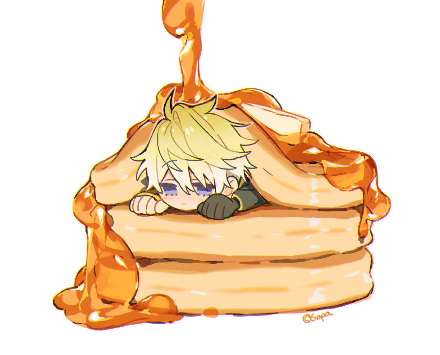 Safebooru - 1boy black gloves black jacket blonde hair butter chibi ...