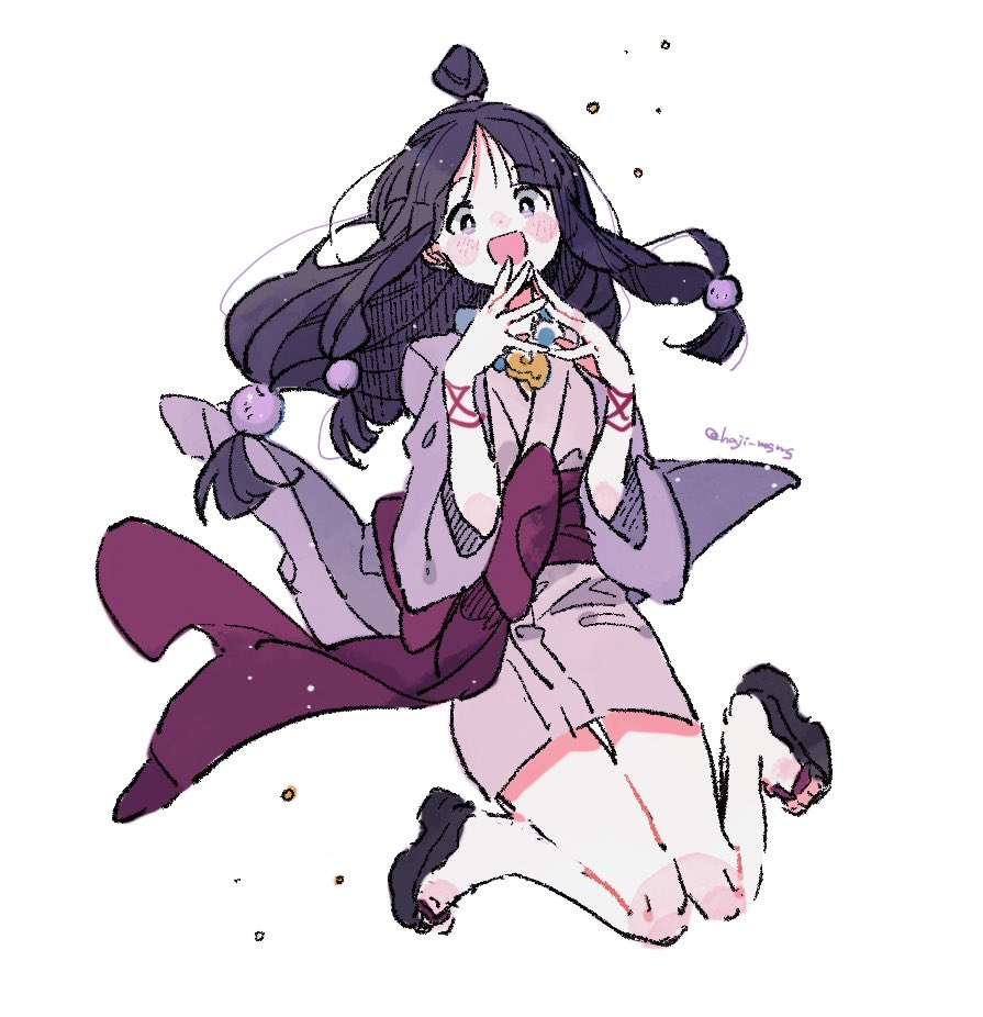 Safebooru - 1girl :d ace attorney beads black eyes black footwear black hair blush hair beads ...