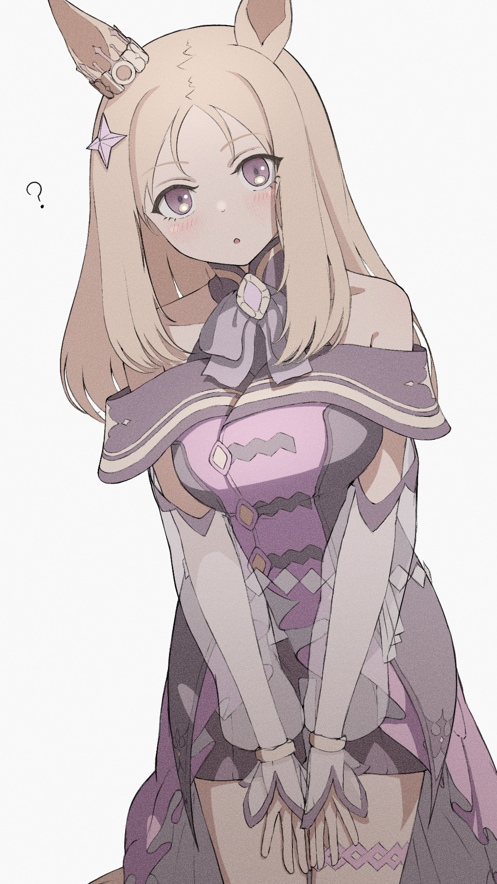 Safebooru - 1girl ? animal ears bare shoulders blonde hair blush bow bowtie breasts cowboy shot ...