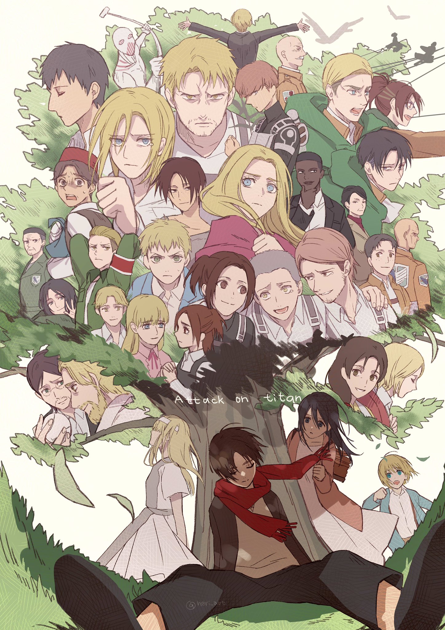 Safebooru - 6+boys 6+girls annie leonhart armin arlert bald ball ...