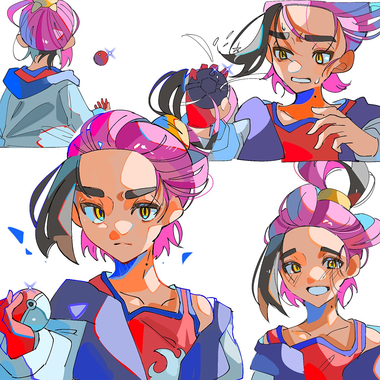 Safebooru - 1boy black hair collarbone gloves grin hami ...